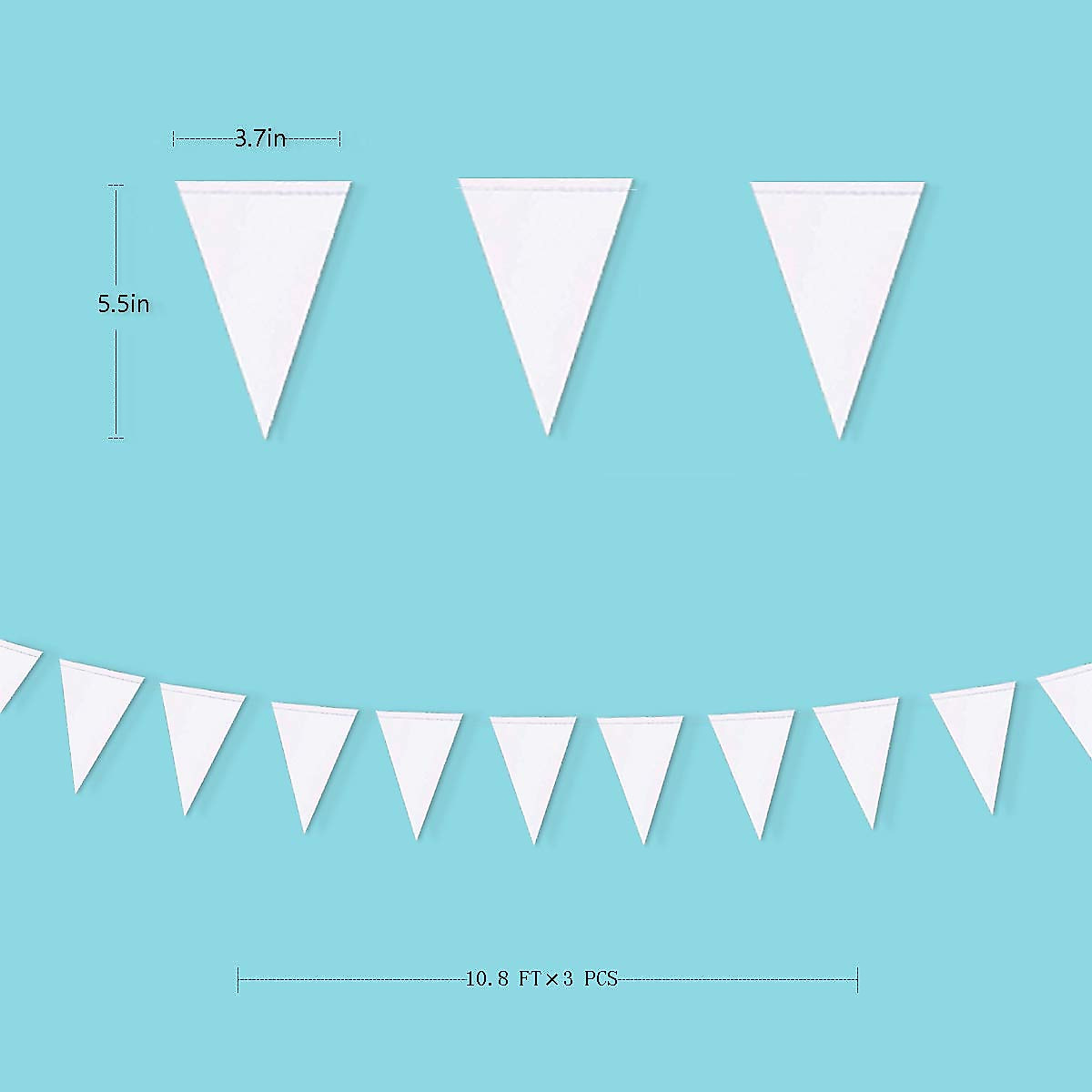 40 Ft White Party Decorations Triangle Pennant Banner Pearlescent Shimmer White Paper Flags Bunting for Graduation Wedding Bridal Shower Bachelorette Engagement Birthday Anniversary Hen Party Supplies