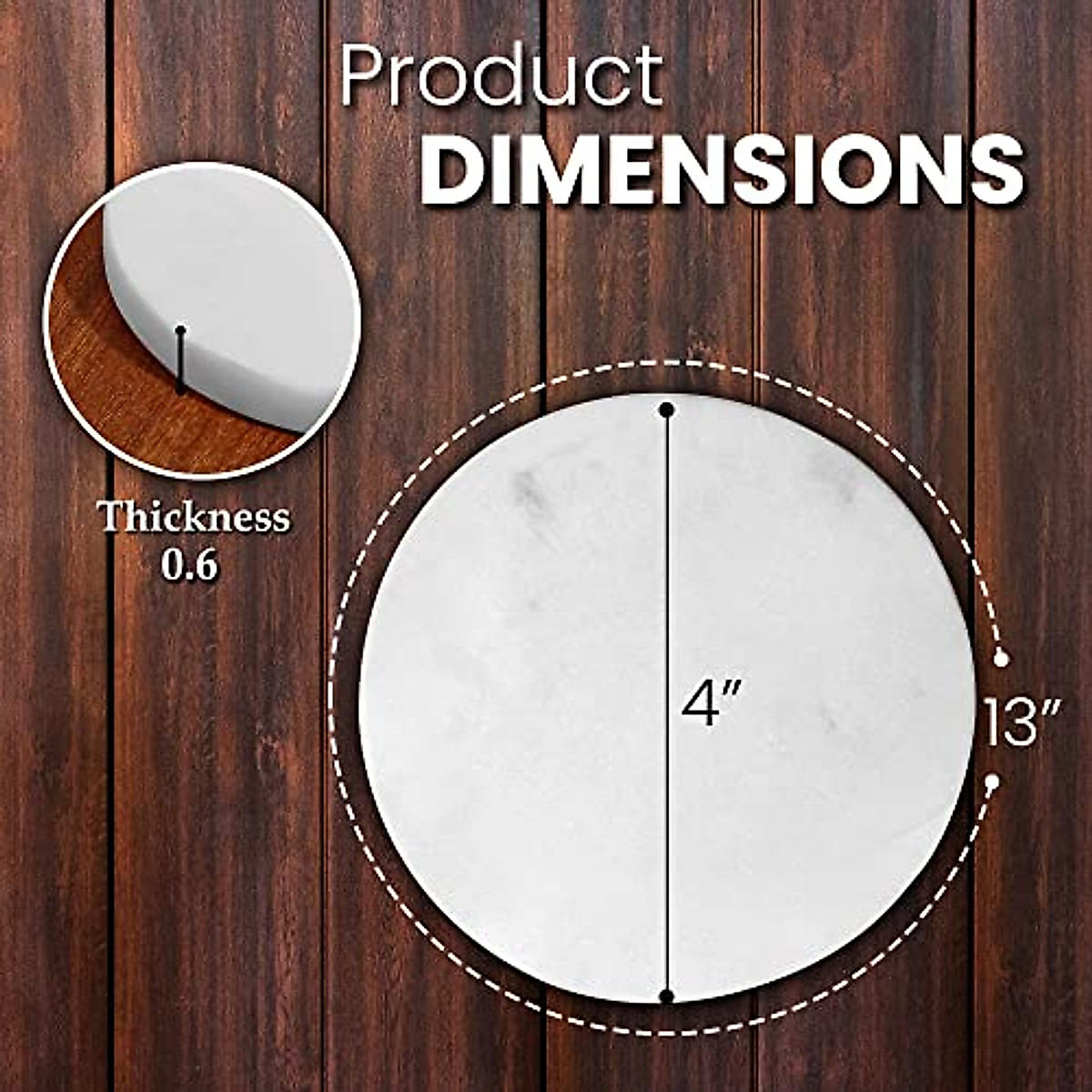 Mela Artisans Set of 4 Hand Crafted Marble Coasters - White, Round | Coffee Table Decor | Absorbent Keeping Surfaces Dry & Safe | Ideal for Wine Glasses, Water Cups or Beer Mugs
