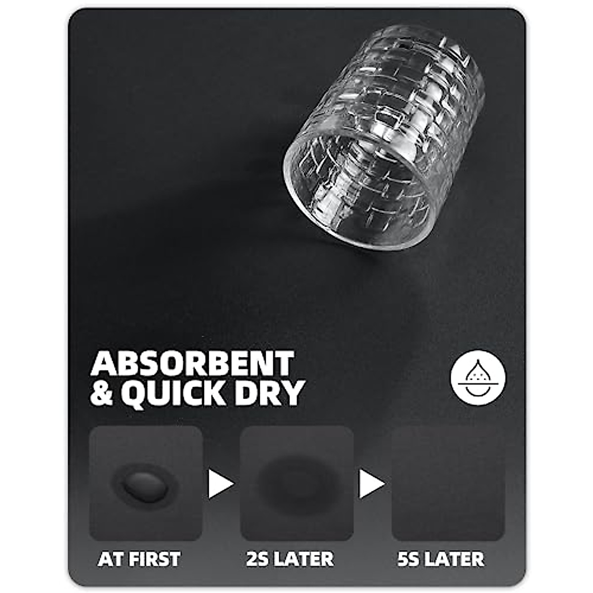 Dish Drying Mat for Kitchen Counter - Color G Hide Stain Absorbent Dish Rack Mat - Rubber Backing, Heat Resistant, Quick Dry, Easy Clean - 12"x19" Small Black Coffee Bar Mat Drying Matt