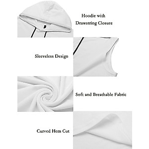 Babioboa Men's Sleeveless Hoodie Bodybuilding Stringers Workout Tank Tops Fitness Vest White