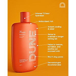 DUNE SUNCARE - The Lifeguard - Miracle Rescue Aloe Vera Gel for All-Over Sunburn Relief, Instantly Cooling, Hydrating Moisturizer, Non-Sticky, Fragrance Free (8.4 Fl Oz)