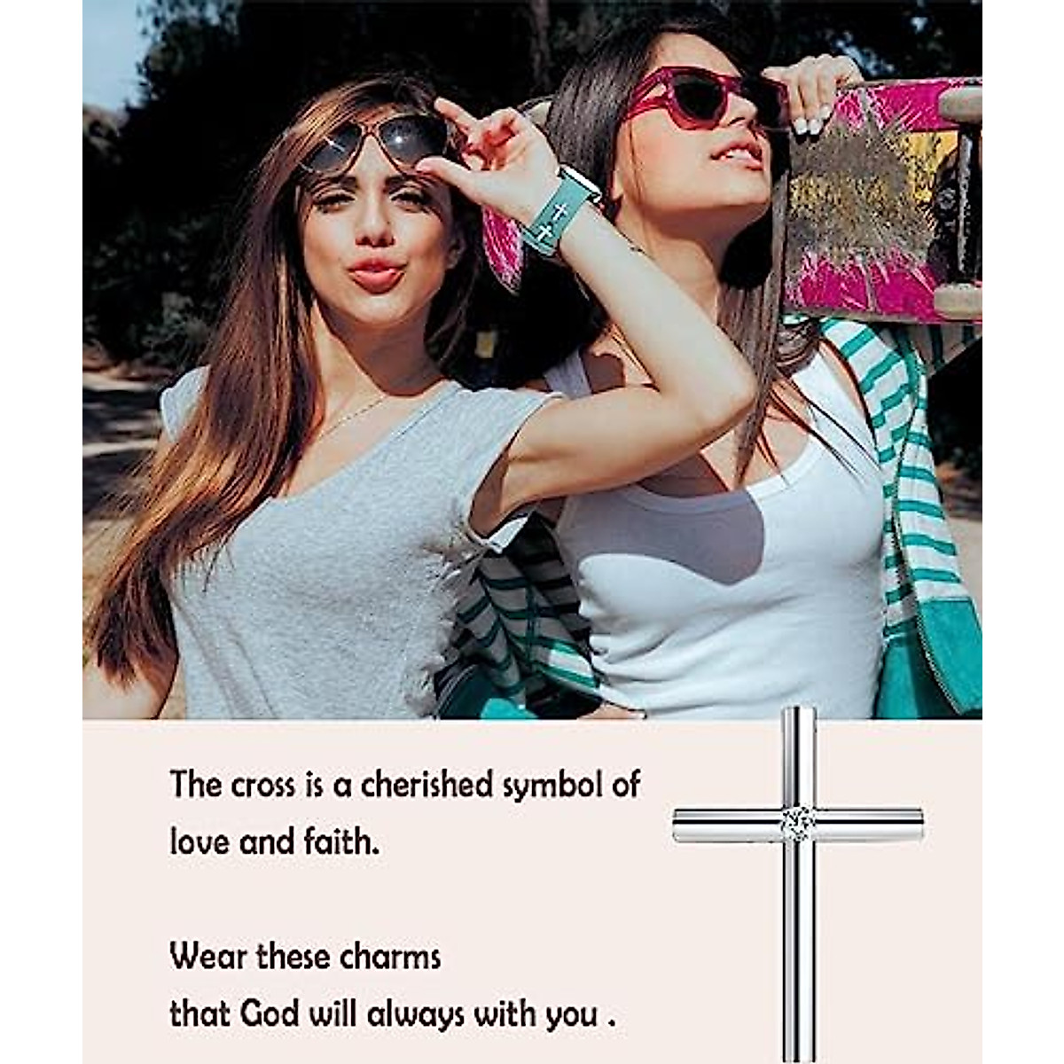 SUNOREEK apple watch band charms cross rose gold , cross charms for iwatch band charms studs for women 38mm 40mm 41mm 42mm 44mm 45mm 49mm ultra , Metal Decorative Rings Loops Charms Studs for iWatch Series 8 7 6 5 4 3 2 1 , Smart Watch Band Accessories Ch