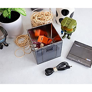 Halo UNSC Ammo Crate 4-Inch Tin Storage Box Cube Organizer with Lid | Basket Container, Cubby Cube Closet Organizer, Home Decor Playroom Accessories | Video Game Toys, Gifts And Collectibles