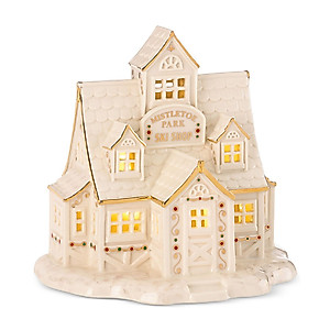 Lenox Porcelain Mistletoe Park Village Treasures Collection 6.5-in Lighted Ski Shop