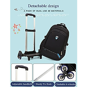 Cool Colorful Wheels Large Capacity Trolley Backpack Elementary School Rolling Bookbag for Teen Boys