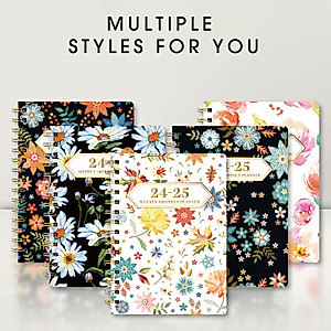 Ymumuda 2024-2025 Planner, 12-Month Daily Weekly Monthly Planner from JUL.2024 to JUN.2025, 8.4" X 6", Spiral Planner Notebook with Stickers, Elastic Closure, Inner Pocket, Colorful Embroidery