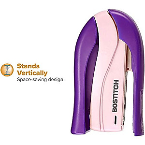 Bostitch Office inSHAPE 15 Reduced Effort Compact Stapler, Purple (1454), 4.3" x 1.9" x 7.5"