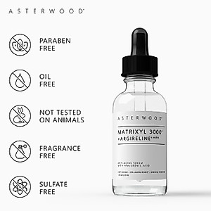 Asterwood Matrixyl 3000 + Argireline Serum with Hyaluronic Acid - Anti-Aging, Wrinkle Reducing, Collagen Boosting - Fragrance-Free - 1 Fl Oz