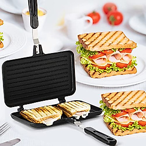 SOUJOY Sandwich Maker, Non-stick Gril Panini Maker Pan with Handle, Stovetop Toasted Aluminum Flip Pan Indoor Outdoor Home Kitchen Breakfast