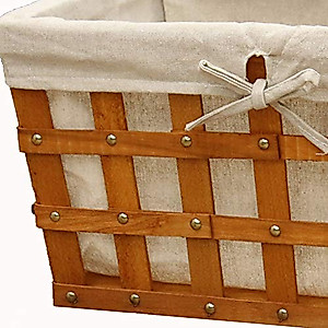 Large Woodchip Storage Basket Bin with Beige Liner