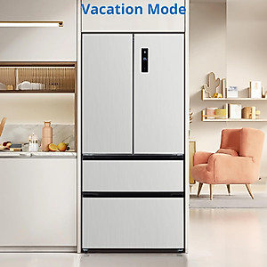 French Door Refrigerator, 33" & 18.8Cu.Ft Counter Depth French Refrigerator, 4-Door Stainless Steel Refrigerator w/6.5Cu.Ft Freezer Capacity, Kitchen Fridge w/Digital Temperature Control Auto Defrost