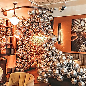 PartyWoo Metallic Silver Balloons 85 pcs and Disco Silver Foil Balloons 6 pcs