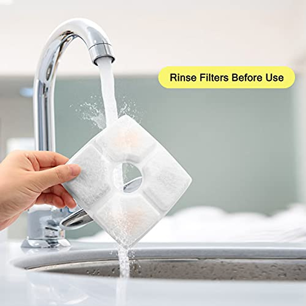 Cat Water Fountain Filters,10 Pack Replacement Filter Fit for Top Square 84oz/2.5L Cat Pet Fountain, 3 Filtration System