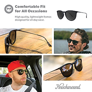 Knockaround Mary Janes Polarized Sunglasses for Women & Men - Impact Resistant Lenses & Full UV400 Protection, Matte Black on Black
