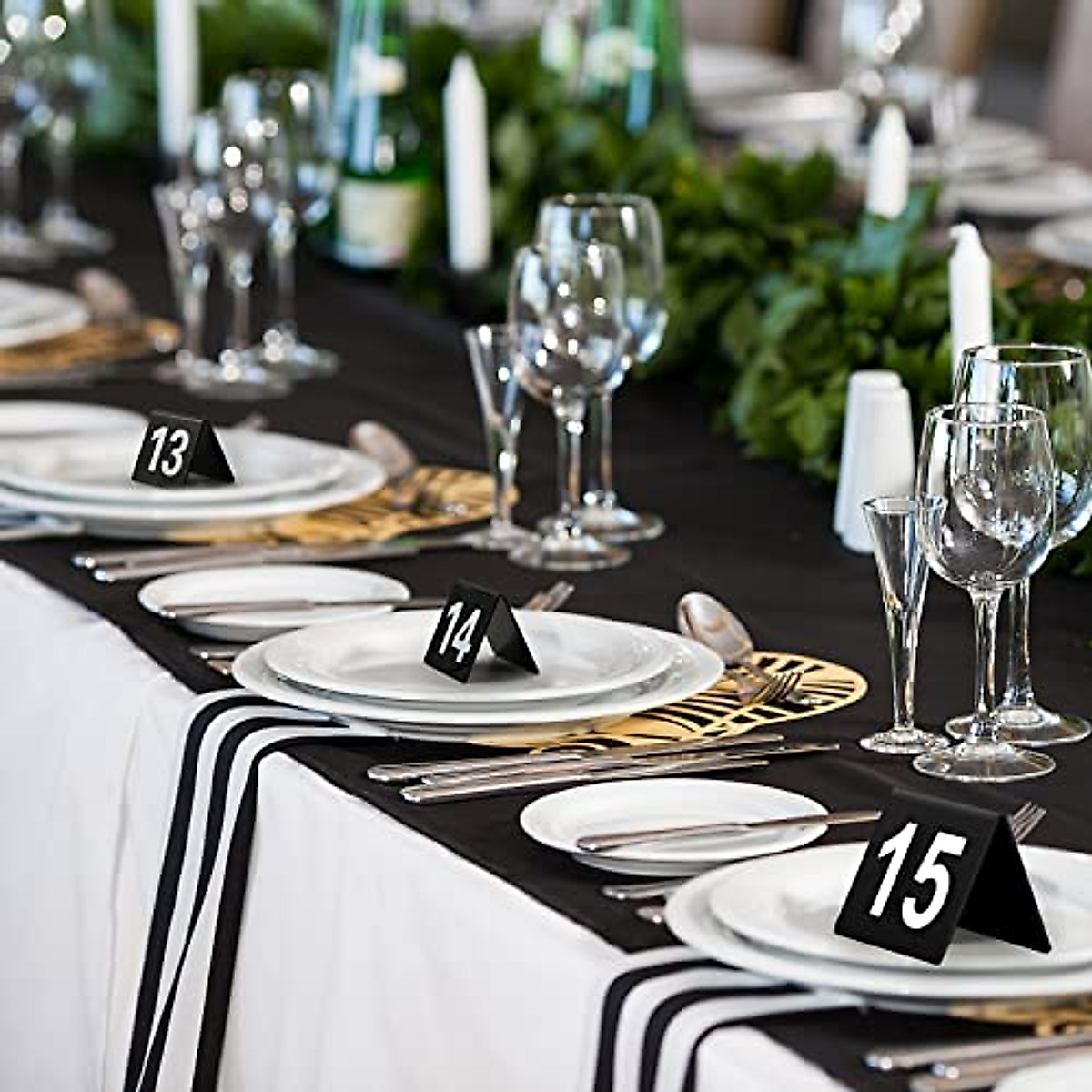 Tuanse Table Numbers 1-25 Acrylic Double Side Numbered Table Tents Plastic Restaurant Wedding Table Number Table Tent Numbers Cards Signs for Party Banquets Wedding Reception (Black, White)