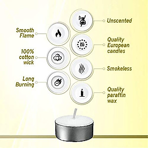 BOLSIUS 40 Pack Unscented Tea Lights - 6 Hours - Premium European Quality - Consistent Smokeless Flame - 100% Cotton Wick - Dinner, Wedding, Party, Restaurant, Spa, Church, & Home Décor Tealights