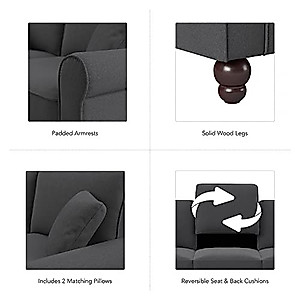 Bush Furniture Hudson 61-inch Stain-Resistant Contemporary Two Person Chair, Long Lasting Comfort Couch, Easy to Assemble Pet-Friendly Living Room Sofa to Lounge, 61W, Charcoal Gray Herringbone