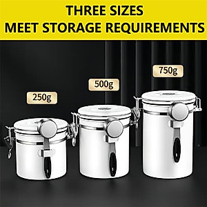 Coffee Canister, Airtight Stainless Steel Coffee Containers with Date Tracker and Scoop, 22OZ , White (Large)
