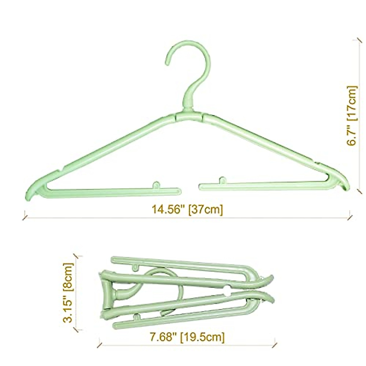 Fineget Plastic Coat Hangers Portable Travel Shorts Hangers for Closet Shoes Foldable Collapsible Clothes Heavy Duty No Slip Green Hangers Quick Drying