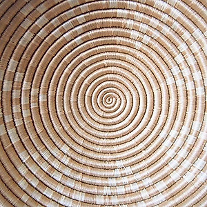 African Basket- Tabora/Rwanda Basket/Woven Bowl/Sisal & Sweetgrass Basket/Tan, White