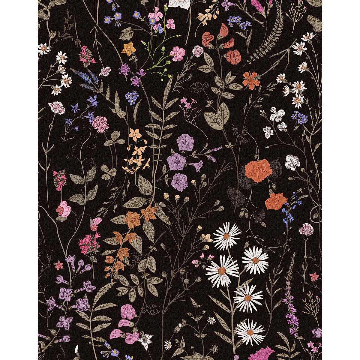 JiffDiff Floral Wallpaper Peel and Stick, Self Adhesive Wallpaper for Home Bedroom Cabinets and Kitchen Countertop Peel and Stick Thicken Contact Paper (17.3"x118", Dark Floral)