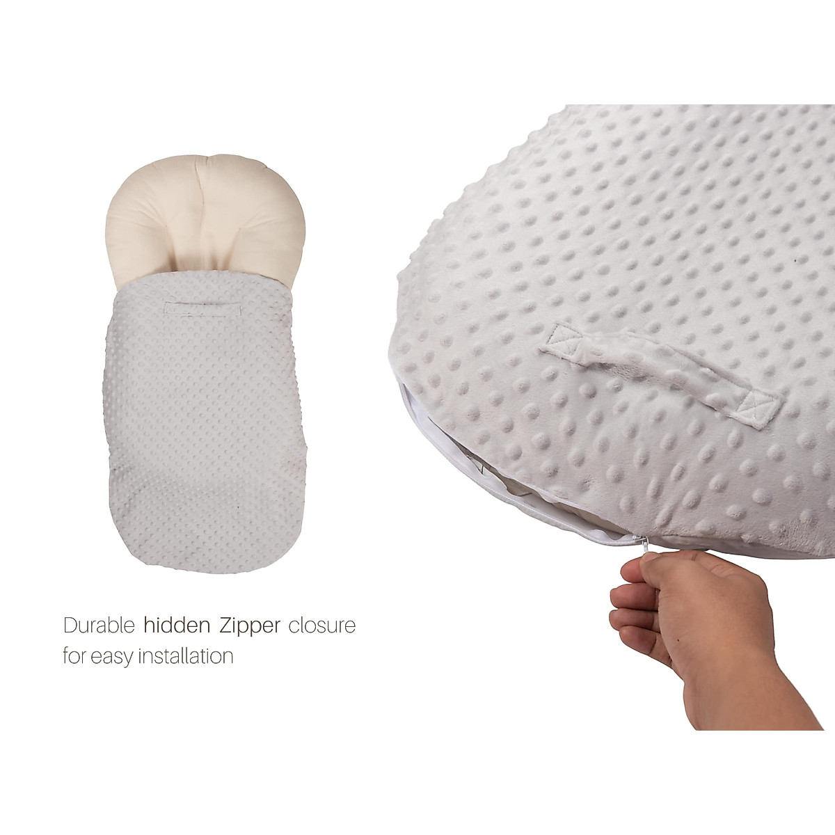 Mila Millie Water Resistant Removable Cover for Newborn Lounger | Minky Sensory Touch Slipcover for Baby Floor Seat | Premium Quality Soft Wipeable Fabric | Hypoallergenic (Fog)