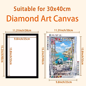 Diamond Art Frame 12x16 Inch - Diamond Frames 30x40 cm Painting Suitable for 10x14inch Picture, Diamond Frames Magnetic Self-Adhesive,Suitabble Frames Painting for Wall Window Door - 8 Pack (Black)