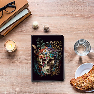 Case for iPad Pro 11 inch 4th/3rd/2nd Generation (2022/2021/2020) Slim PU Leather Multi-Angle Smart Folio Stand Cover with Auto Wake Sleep, Flower Skull Aesthetic