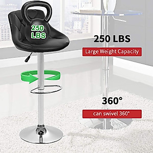 Counter Height Bar Stools Set of 2 Barstools Swivel Stool Height Adjustable Bar Chairs with Back PU Leather Swivel Bar Stool Kitchen Counter Stools Dining Chairs
