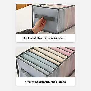 2 Pack Wardrobe Clothes Organizer, 9 Compartment Large Clothes Drawer Organizer Closet Divider with Handle, Widen Thicken Washable Foldable Clothes Storage Box for Jeans Pants Leggings Folded Clothes