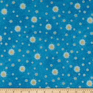 Quilting Treasures QT Quilt Fabrics Three Wise Men Stars Gold Metallic/Blue Quilt Fabric by the Yard, Blue