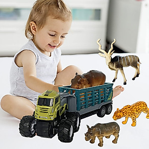 JUMEI Transport Truck Playset Toys,Toy Trucks Transport Carrier Truck with 4pvs Animals,Truck Toys for Kids 3-5, Toys,Animal Play Vehicles Toys, Car Toys for Boys 3-5 Years Old3-5 Years Old