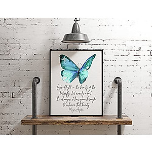 Maya Angelou Quote ‘We Delight in the Beauty of the Butterfly”’ Watercolor Wall Art | Bright Neutral 11x14 UNFRAMED Print - Bohemian, Positive, Inspirational, Typography, Motivational Home Decor