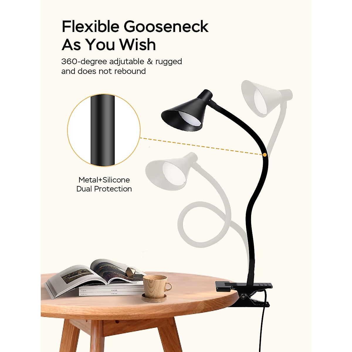 LiFMIRA LED Desk Lamp with Clamp 30min Timer 30 Lighting Modes Eye Caring 108 LEDs Architect Task Lamp Long Flexible Gooseneck Clamp Lamps for Home Office Dorm with 12W Adapter & 87.8in Cord