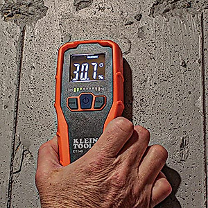 Klein Tools ET140 Pinless Moisture Meter for Non-Destructive Moisture Detection in Drywall, Wood, and Masonry; Detects up to 3/4-Inch Below Surface