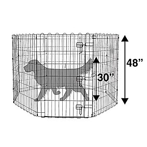 Amazon Basics Foldable Metal Exercise Pet Play Pen for Dogs, Single Door, 60 x 60 x 48 Inches, Black