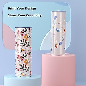 MURRICON Sublimation Tumblers 20 oz Skinny Straight,Stainless Steel Sublimation Blanks Skinny Tumbler,Double Wall Vacuum Insulated Sublimation Tumblers,with lid and straw,10 Pack