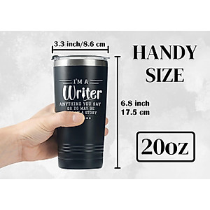 Onebttl Writer Gifts for Women/Men - 20oz/590ml Stainless Steel Insulated Tumbler with Straw - Graduation/Birthday/Christmas Gift for Writers, Novelist, Scriptwriter - Story, Black