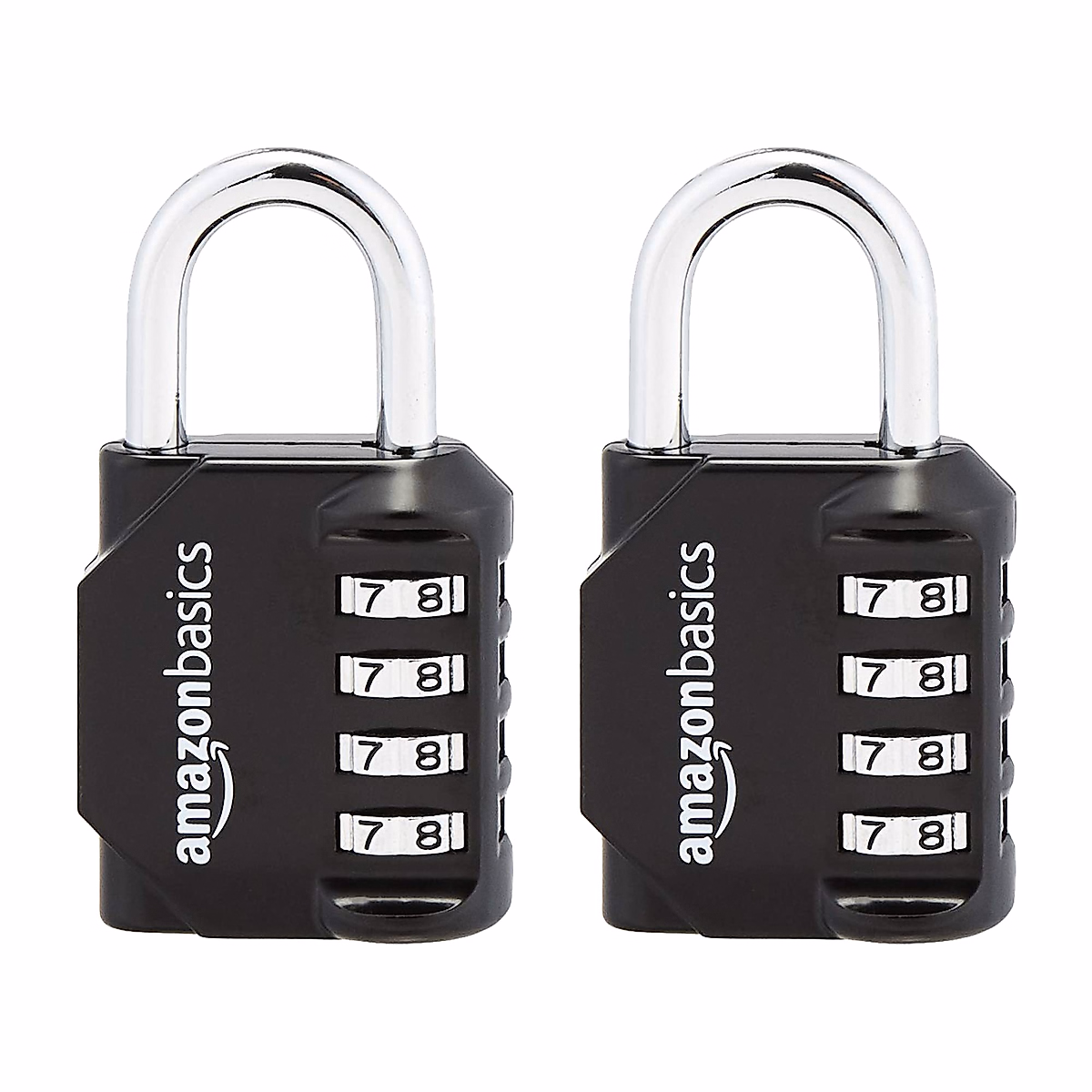 Amazon Basics 4-Digit Combination Lock, Black, 2-Pack