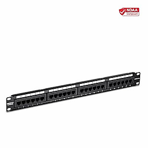 TRENDnet 24-Port Cat5-5e RJ-45 UTP Unshielded Patch Panel, Wallmount or Rackmount, 100Mhz, Color-Coded Labeling, Cat5,Cat5e,Cat4,Cat3 Compatible, 1U Rackmount, Black, TC-P24C5E
