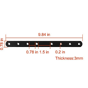 20Pcs 10Inch Mending Plates, Heavy Duty Straight Brackets for Wood Cast Iron Flat Corner Brace , Black Mending Joining Plates Fixing Hardware Brackets Connector for Furniture Repairing Table Shelf