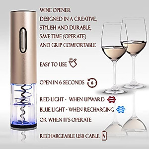 Moss & Stone Electric Wine Opener Set, Corkscrew Remover With USB Charging, Wine Bottle Opener with Wine Pourer, Foil Cutter & Vacuum Stopper, Automatic Wine Opener For Wine Lovers