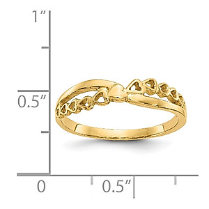 Size - 4.75 - Solid 14k Yellow Gold Fancy Unique Love Heart Ring (1 to 5 mm)