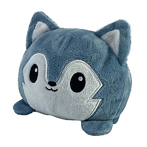 TeeTurtle - The Original Reversible Wolf Plushie - Gray - Cute Sensory Fidget Stuffed Animals That Show Your Mood