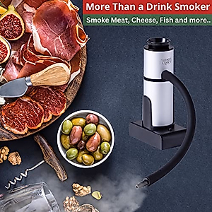 Smoky Crafts Acacia Whiskey Smoker Kit with Smoke Gun for Cocktails and Wood Chips (Apple & Cherry) - Cocktail Smoker Kit – Drink Smoker Infuser Kit (Torch Not Required)