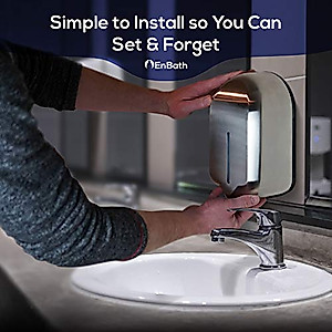 Automatic Commercial Soap Dispenser Wall Mount – Large 40oz (1200ml) Touchless Wall Mounted Dispensers for Business & Home Bathroom, Stainless Steel Design for Liquid Soap & Hand Sanitizer by EnBath