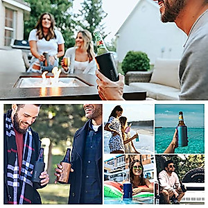 BrüMate Hopsulator Bott'l Insulated Bottle Cooler for Standard 12oz Glass Bottles | Glass Bottle Insulated Stainless Steel Drink Holder for Beer and Soda (Stainless)