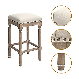 Homestripe Kitchen Counter Pub-Height Barstool 26 Inch Seat Height, Taupe Set of 2, Tan