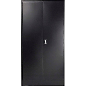 Global Industrial Unassembled Steel Storage Cabinet Recessed Handle, 36" W x 18" D x 72" H, Black