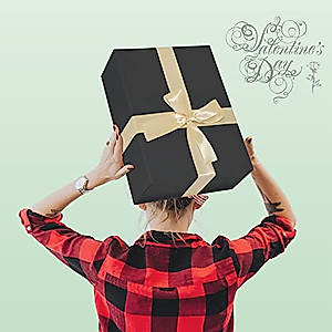 BOXHOME 5 Pack Large Gift Box, Black Gift Box 13x10x5 inch with Magnetic Lids Gift Packaging Box, Groomsmen Boxes for Presents Contains Card, Ribbon, Folding Gift Box